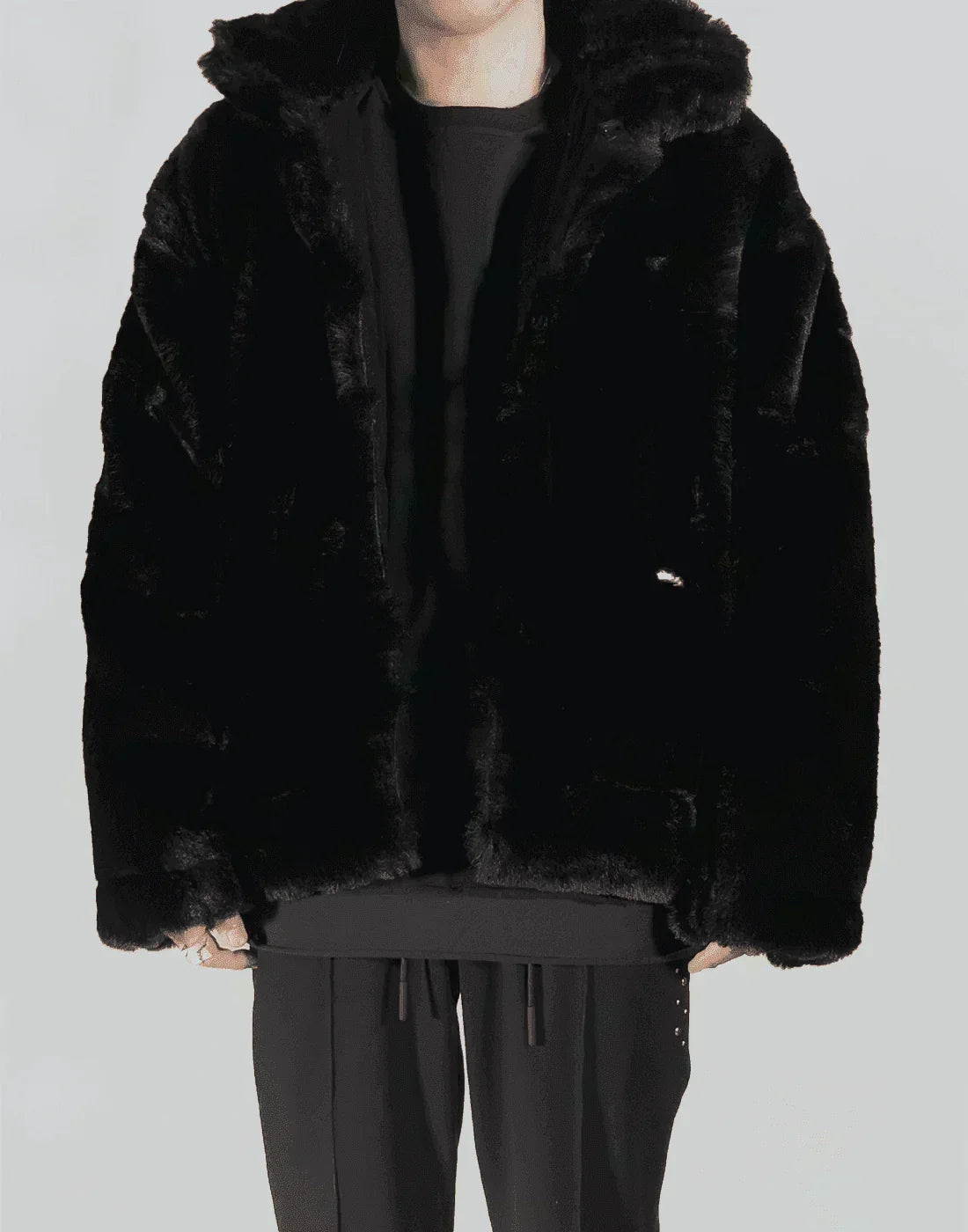 C2H4 “PLANET OF POETS“ HANDPRINT FAUX FUR COAT – 082plus