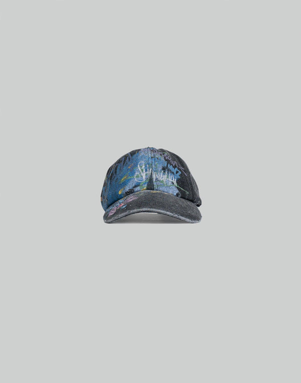 SANKUANZ BUMPY GRAFFITI PRINT DENIM BASEBALL CAP – 082plus