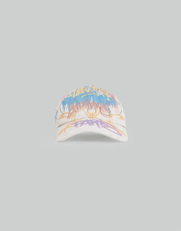 SANKUANZ BUMPY GRAFFITI PRINT DENIM BASEBALL CAP – 082plus