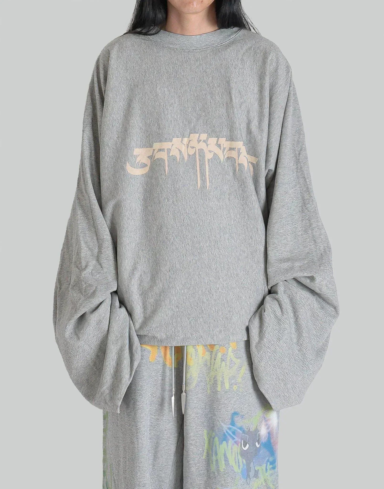 SANKUANZ LONG SLEEVE SPLICED WASHED LOGO T-SHIRT – 082plus