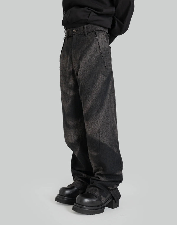 JiyongKim SUN-BLEACHED RAW EDGED STRAIGHT TROUSERS – 082plus